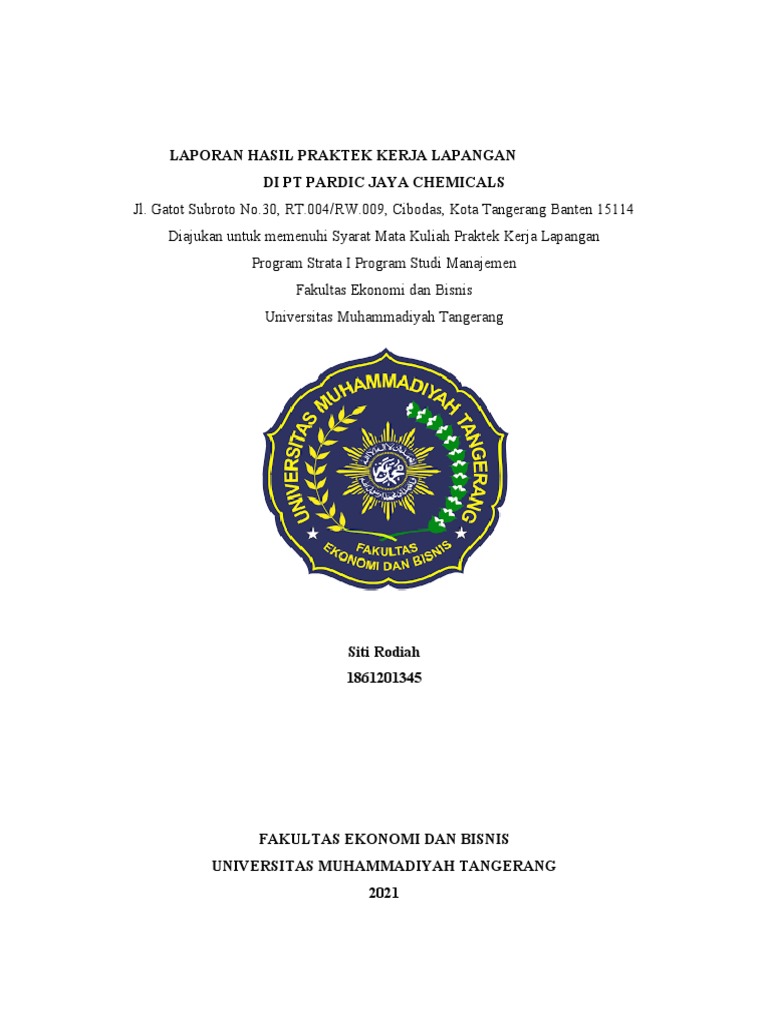 ''Revisi Siti Rodiah 1861201345 Laporan PKL Di Pt. Pardic Jaya ...