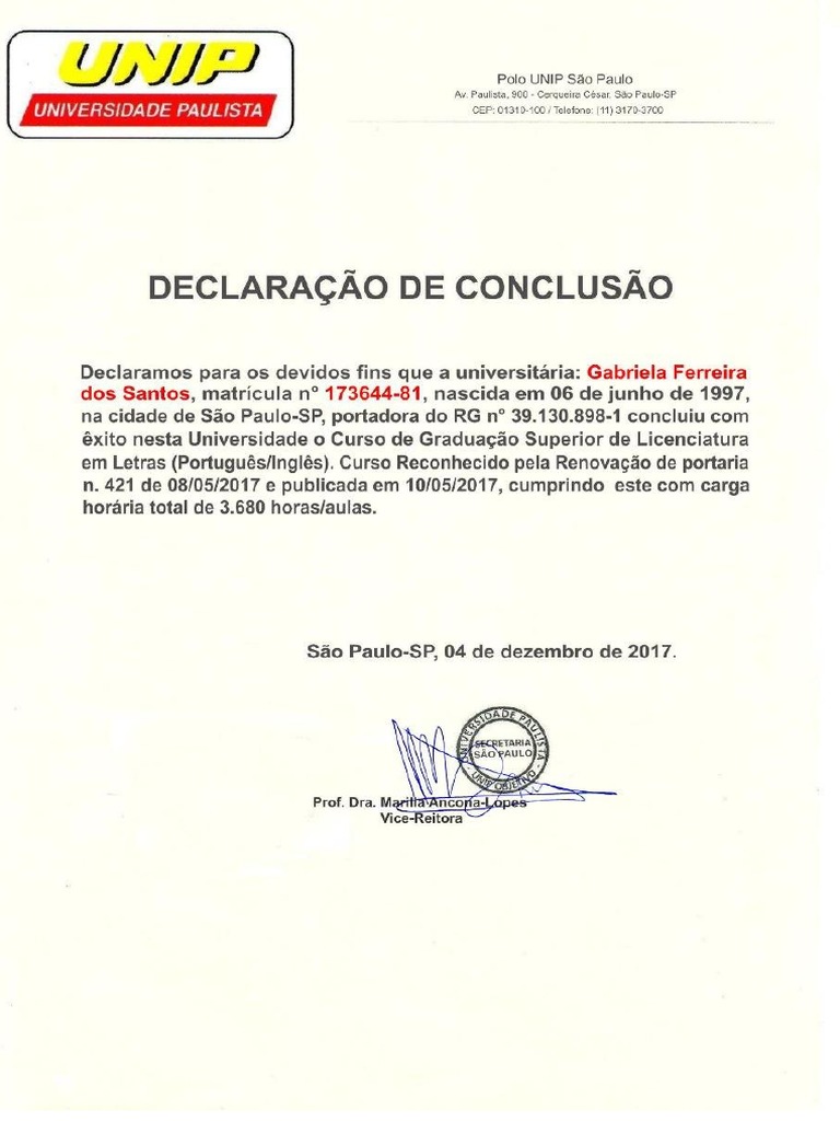 Certificados UNIP | PDF