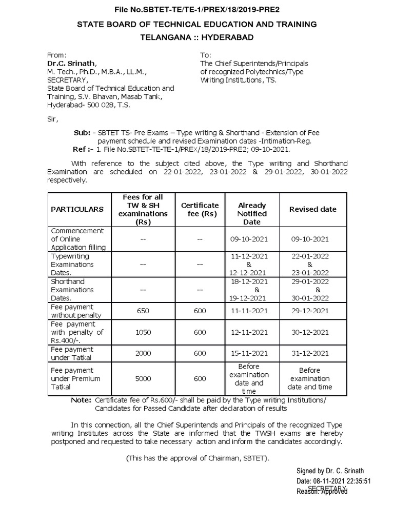 TWSH Revised Notification | PDF