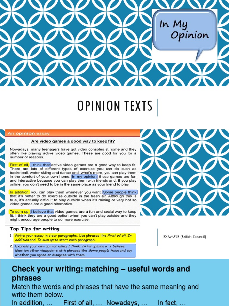 Opinion Text Examples and Structure | PDF