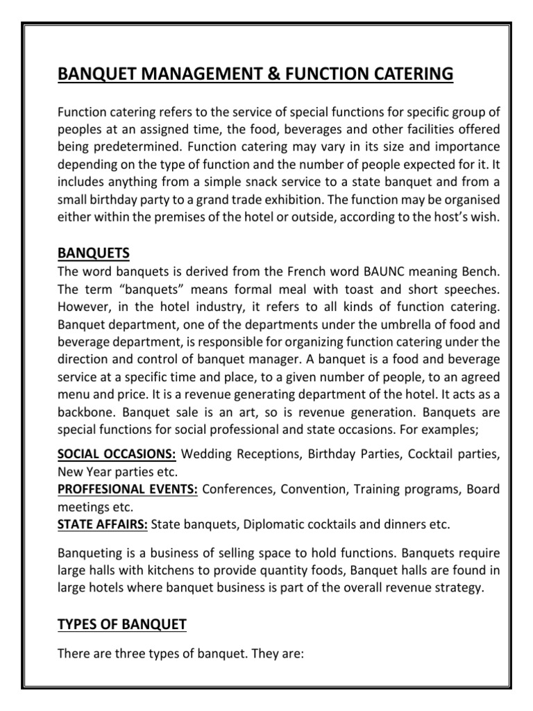 Banquet Management Abhilash Sir Notes | PDF | Tableware | Bar ...