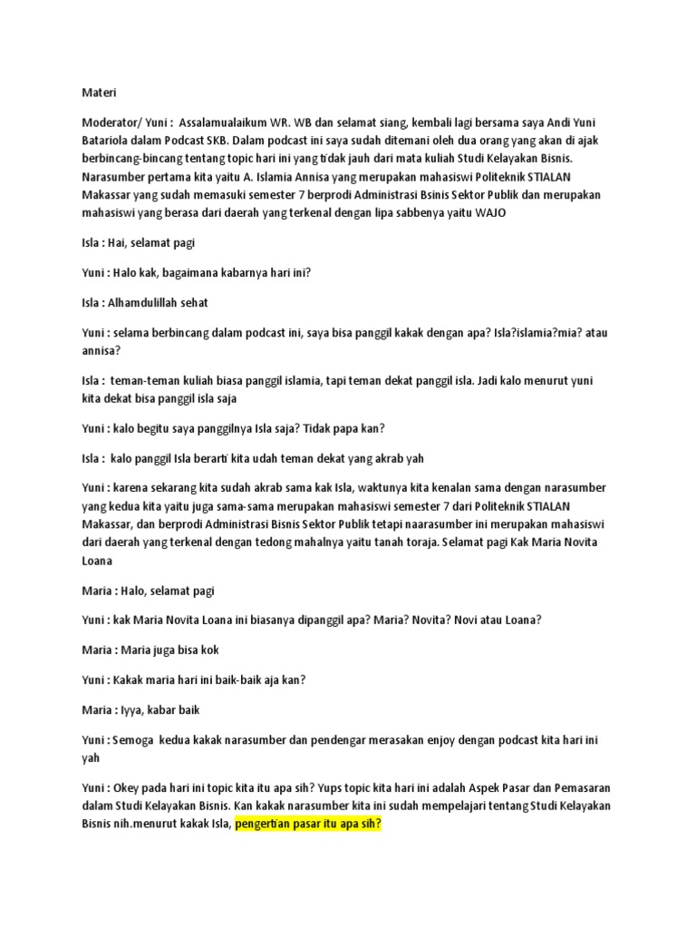 Naskah Podcast | PDF | Bisnis