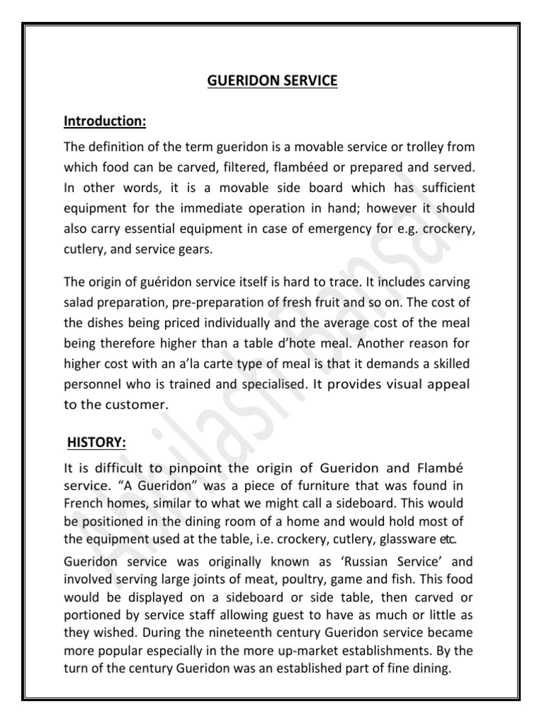 Gueridon Service | PDF | Tableware | Hors D'oeuvre