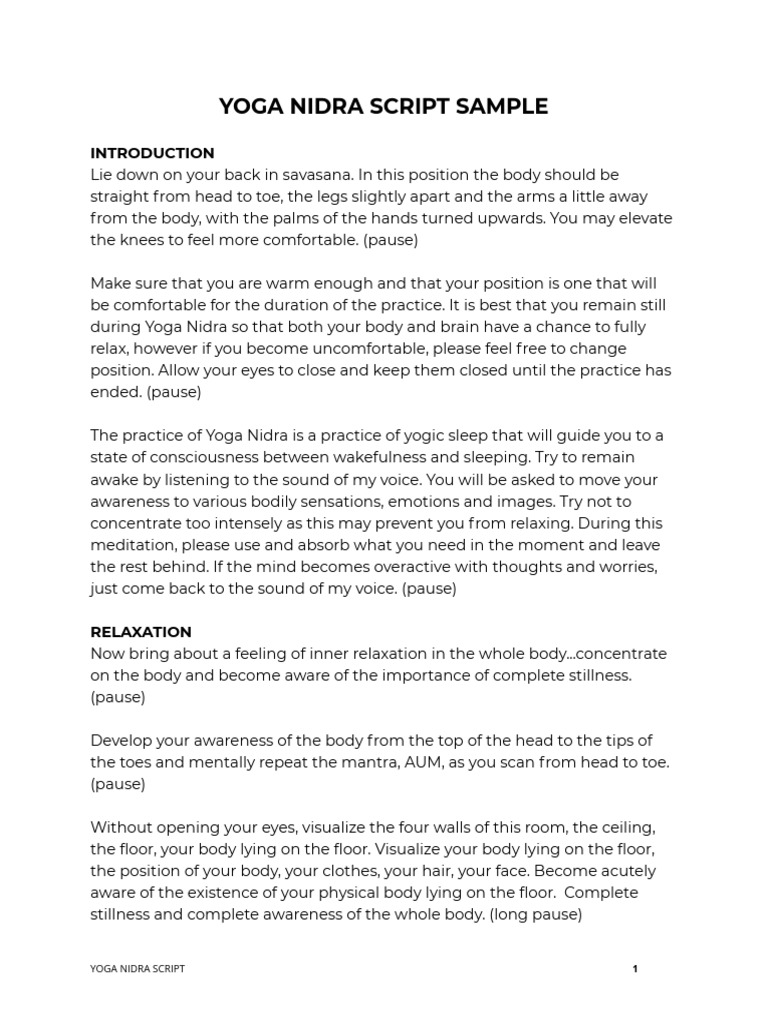 Yoga Nidra Sample Script #1 | PDF | Breathing