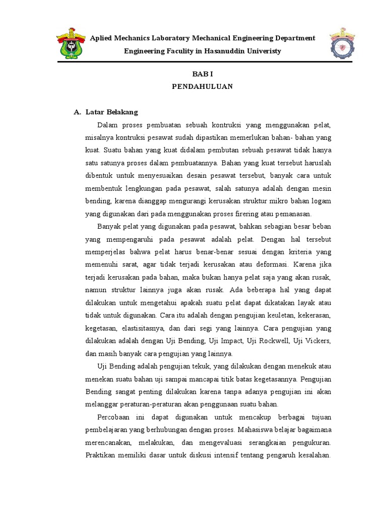 Uji Bending dan Puntiran pada Logam | PDF | Metode & Bahan Ajar | Sains ...