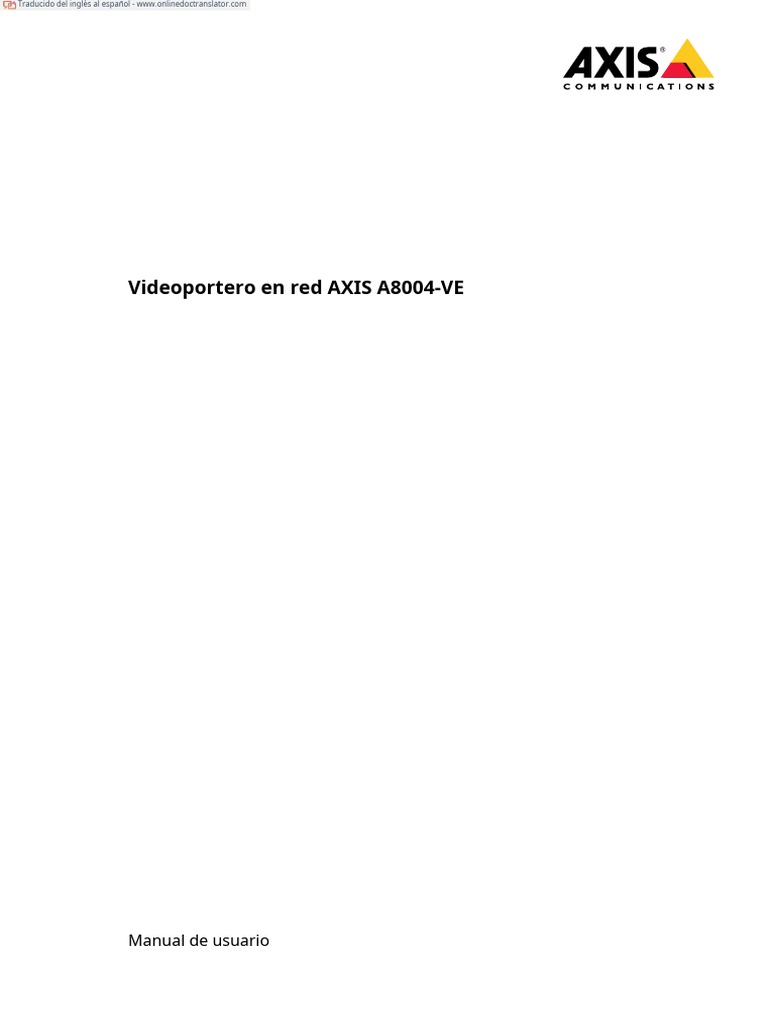 Axis A8004 Ve User Manual en US 110774.en - Es | PDF | Contraseña ...