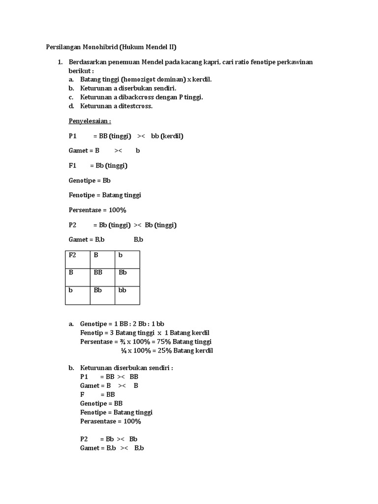Persilangan Monohibrid | PDF