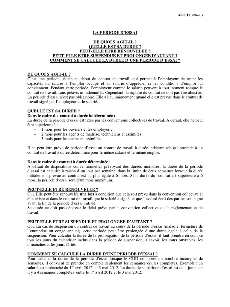 Guide sur la Période d'Essai | PDF | Business | Travail