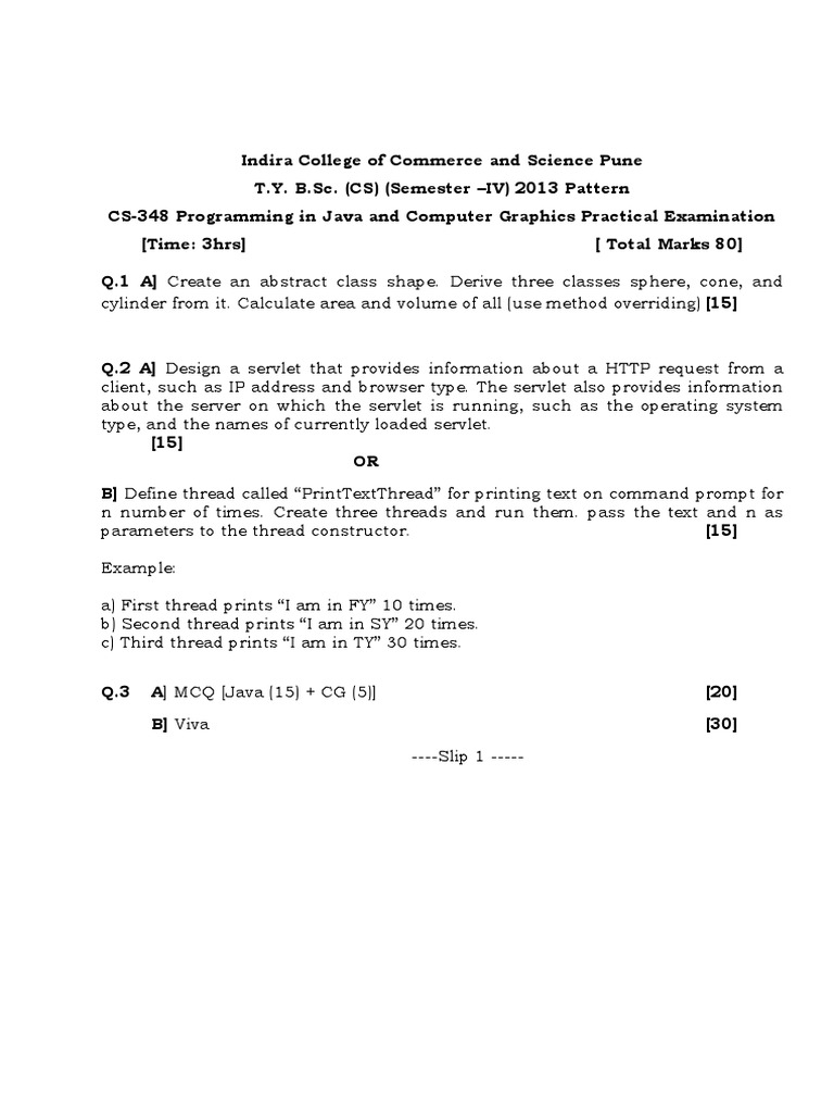 Question Bank - Java Practical Exam 2020-2021 | PDF | Programming ...