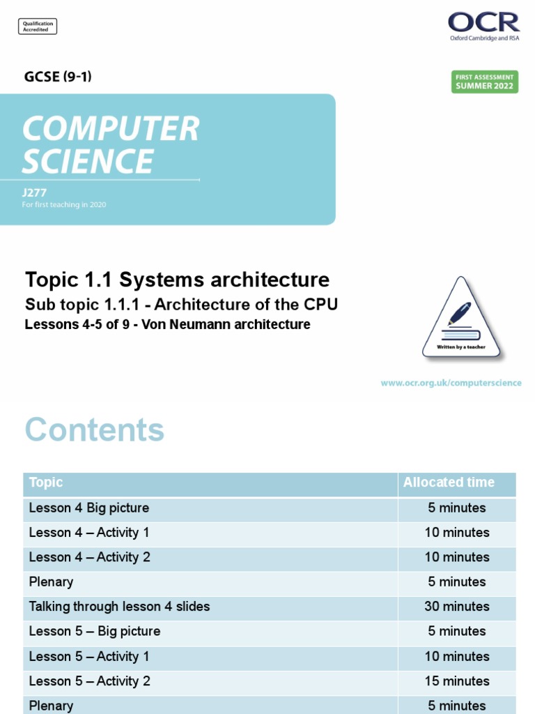 Topic 1.1 Systems Architecture | PDF | Central Processing Unit ...
