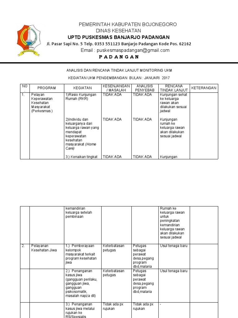 Analisis Dan RTL Monitoring Ukm 2017 | PDF