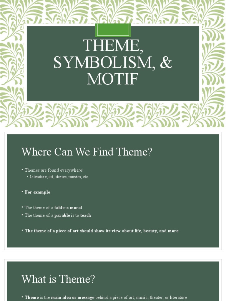 Theme Symbolism Motif Presentation | PDF | Idea | Beauty