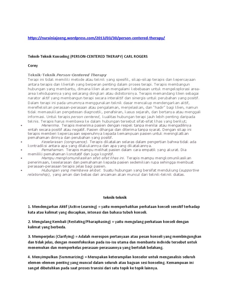 Teknik-Teknik CLIENT-CENTERED | PDF
