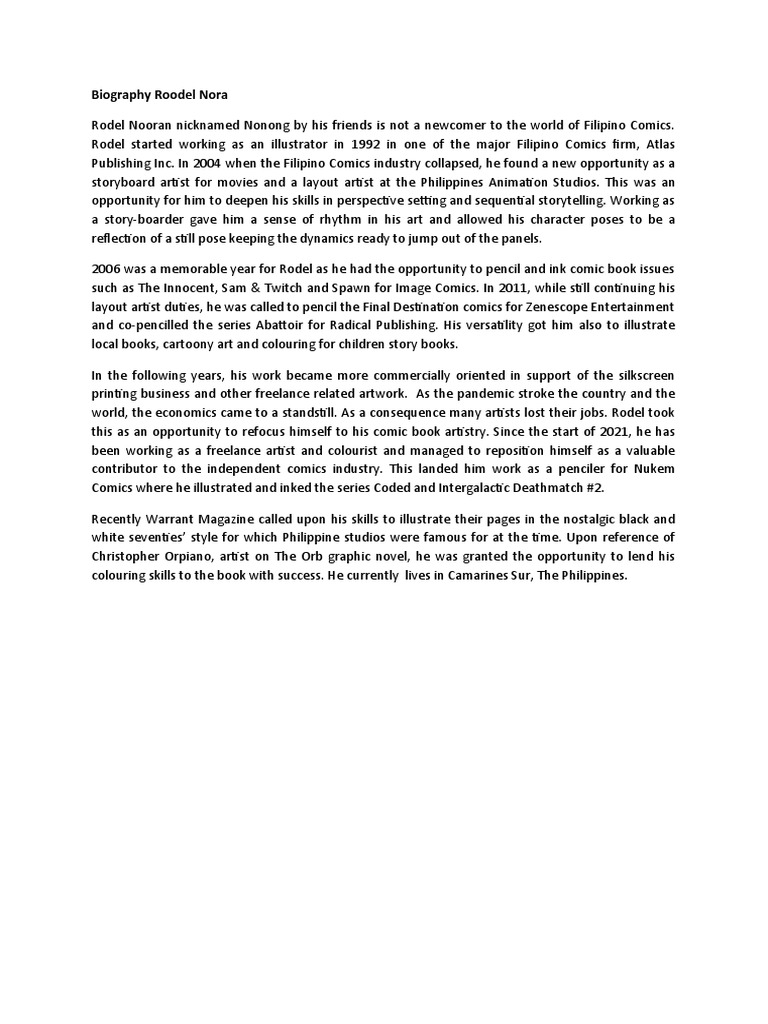 Rodel Noora Bio | PDF