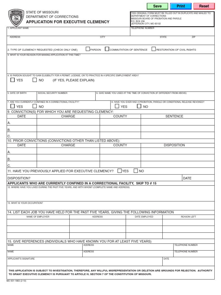 Clemency Application | Download Free PDF | Pardon | Punishments