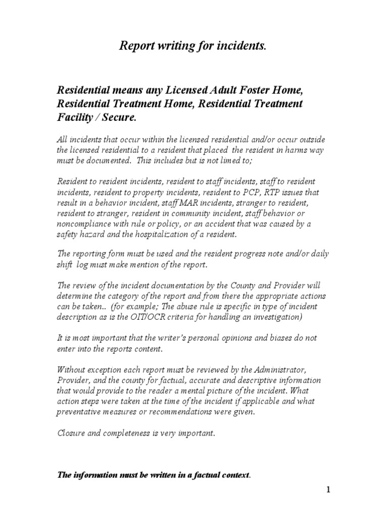 How To Write An Incident Report | PDF | Cognition