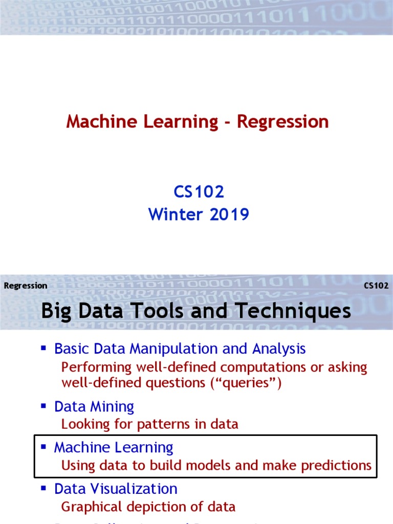 Machine Learning - Regression: CS102 Winter 2019 | Download Free PDF ...
