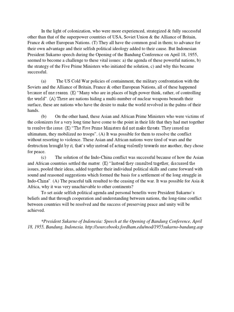 President Sukarno of Indonesia Speech at The Opening of Bandung ...