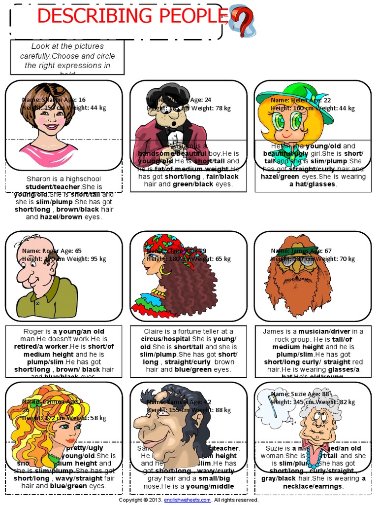 Describing People Physical Appearance Worksheet | PDF | Fashion | Human ...