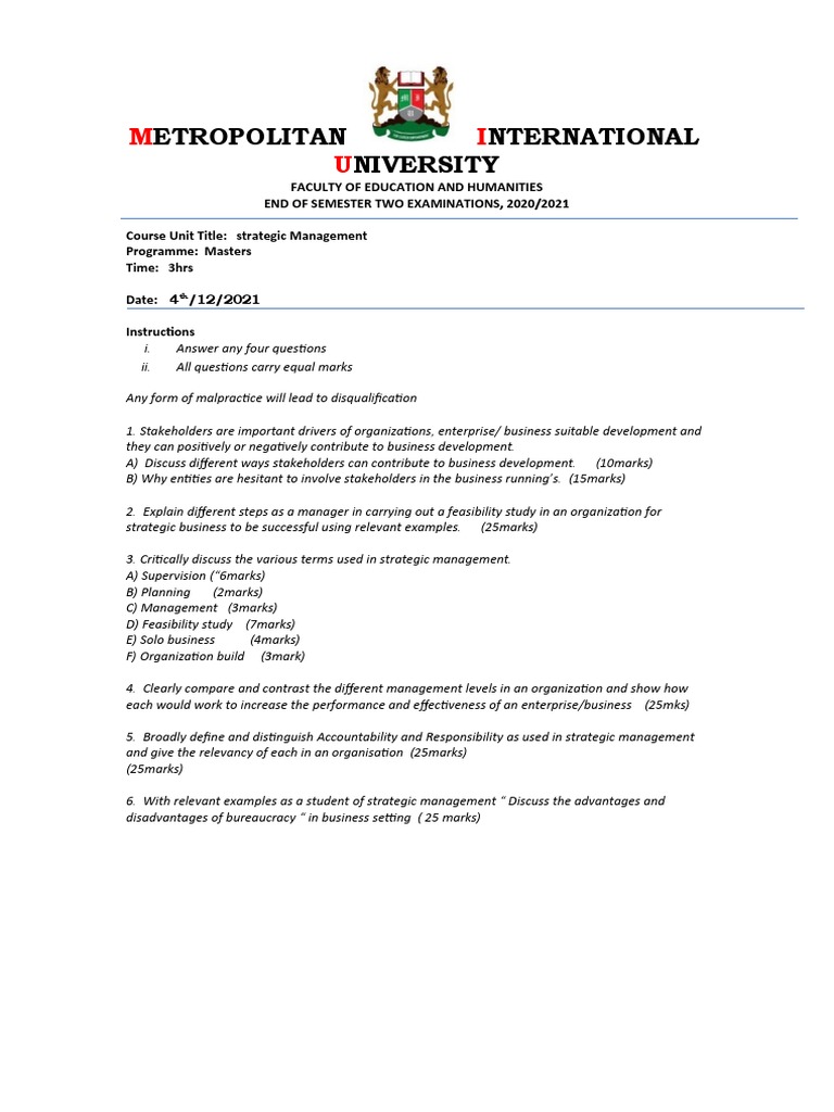 Metropolitan Masters Examinations | PDF | Reason | Needs Assessment