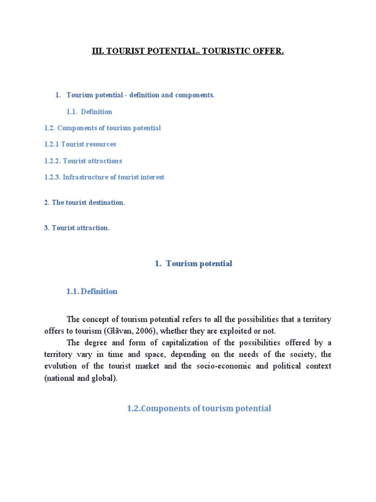 Iii. Tourist Potential. Touristic Offer.: 1. Tourism Potential ...