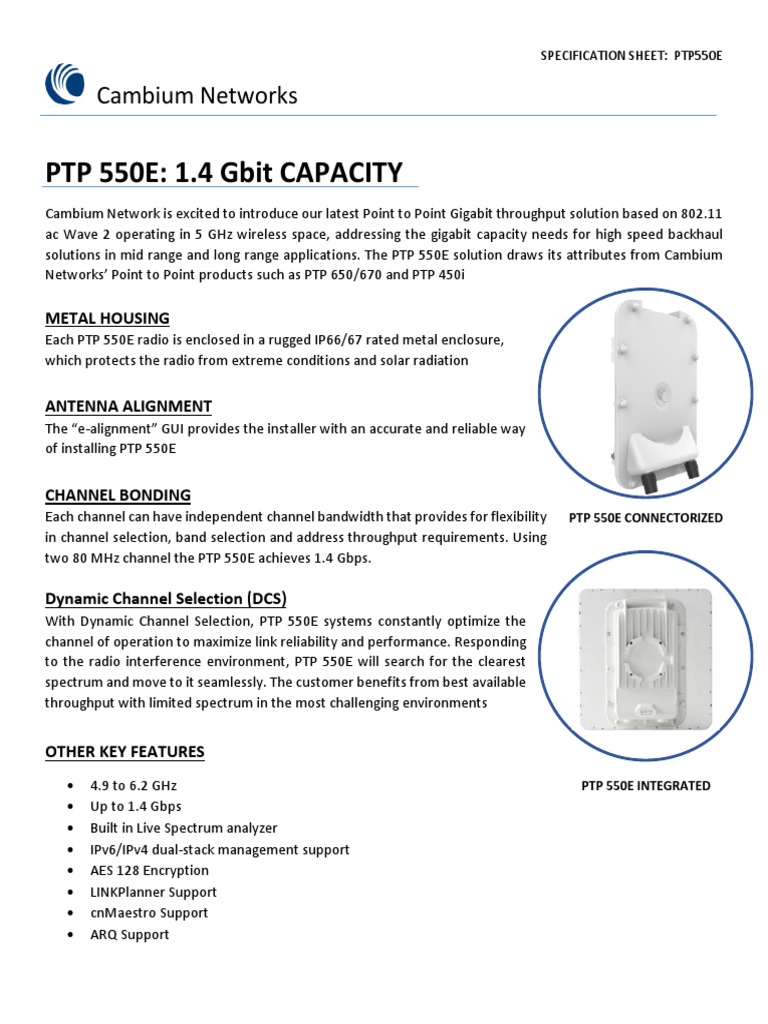 PTP 550E Spec Sheet-1 | PDF | Radio | I Pv6
