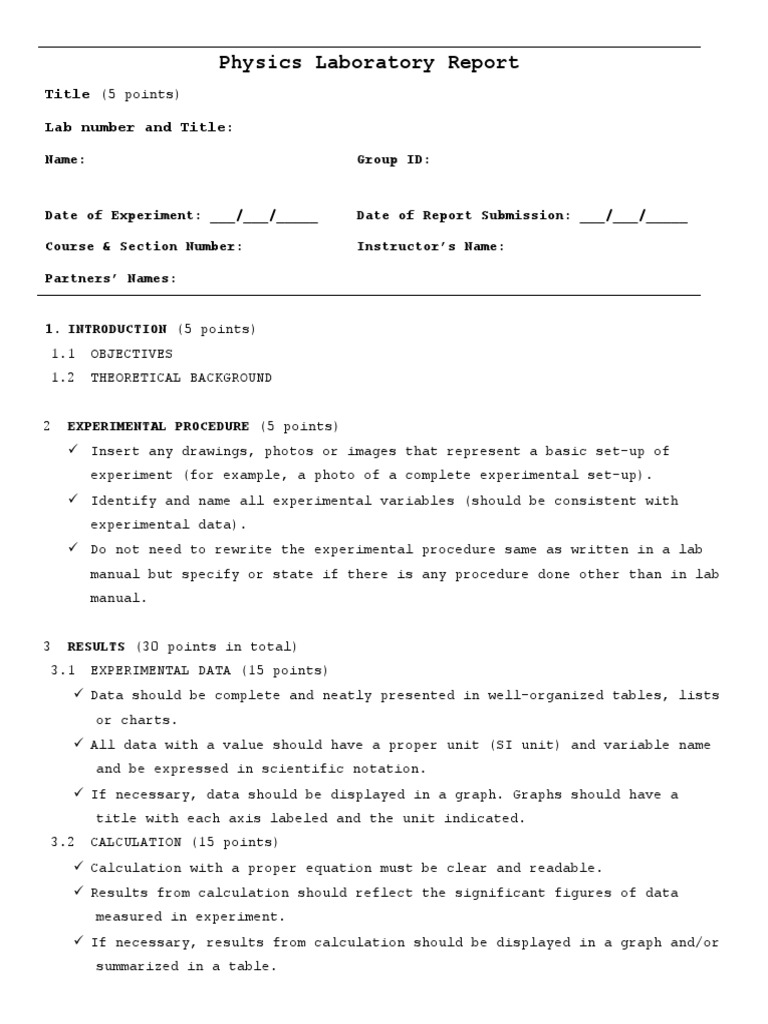Lab Report Template With Grading Rubric | PDF | Experiment | Laboratories