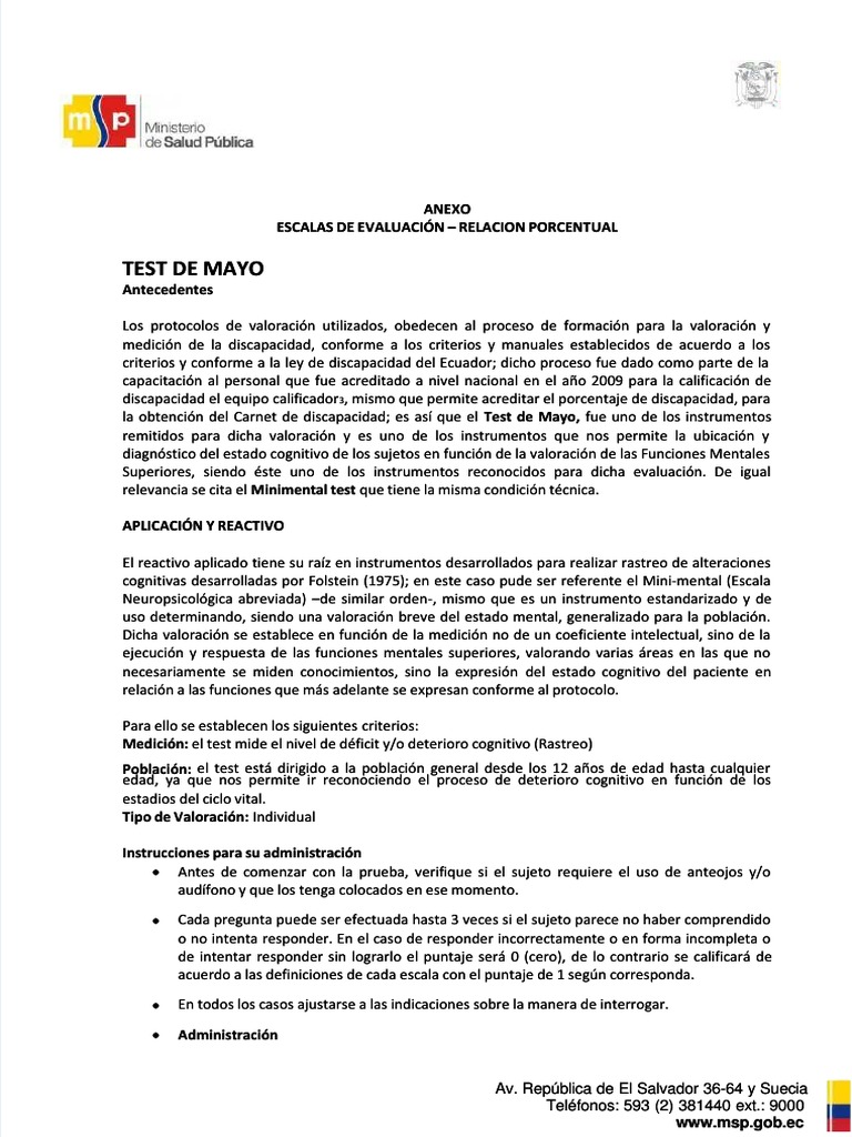Test de Mayo | PDF | Neuropsicología | Neurociencia