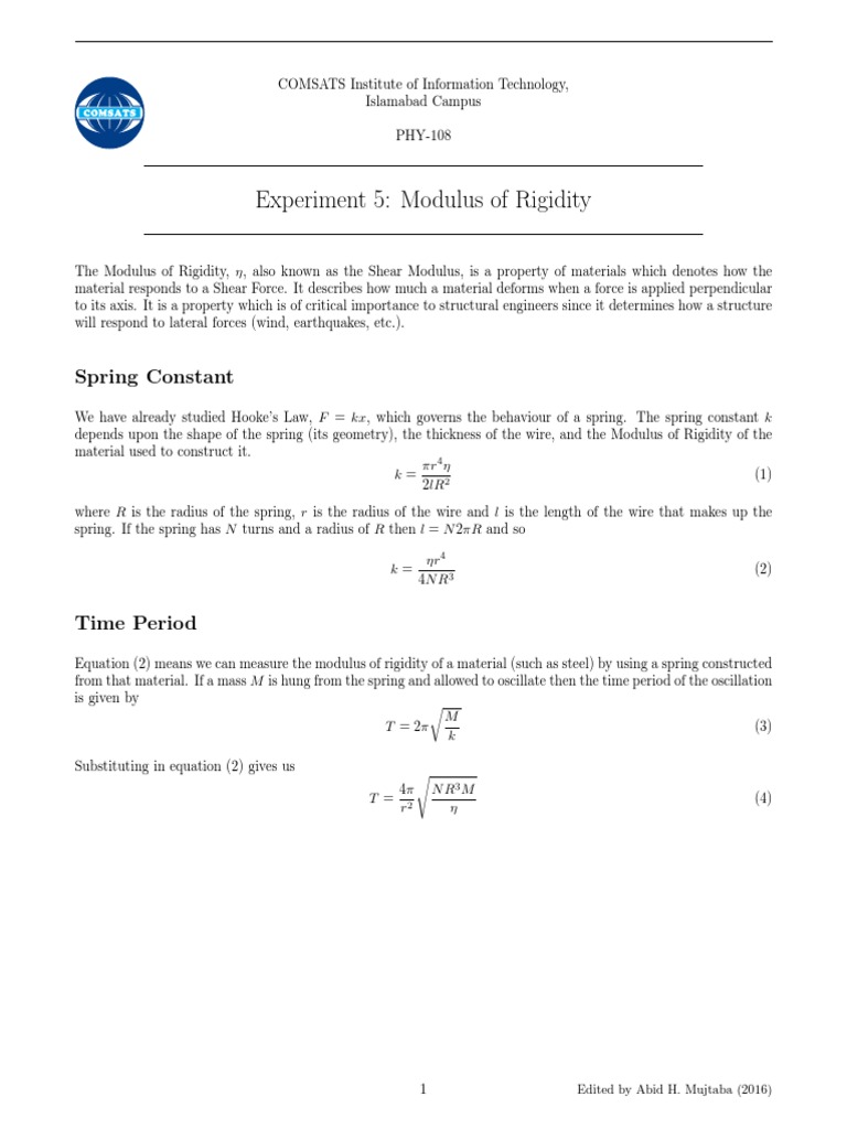 Rigidity | PDF | Young's Modulus | Stiffness