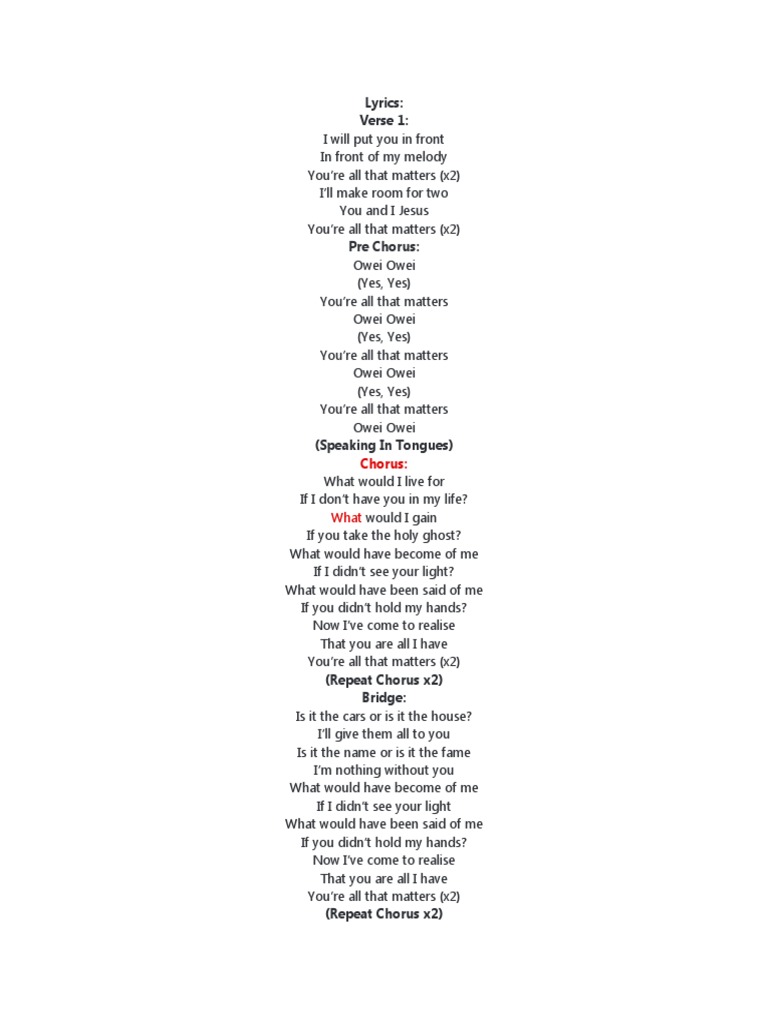 Lyrics: Verse 1:: Chorus | PDF | Language Arts & Discipline | Foreign ...