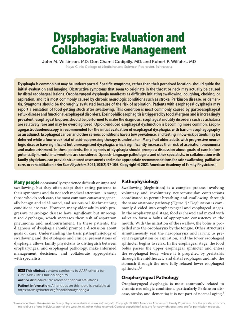 Dysphagia Evaluation and Collaborative Management | PDF | Esophagus ...