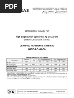 Certificate of Analysis: OREAS 609 | PDF | Outlier | Significant Figures