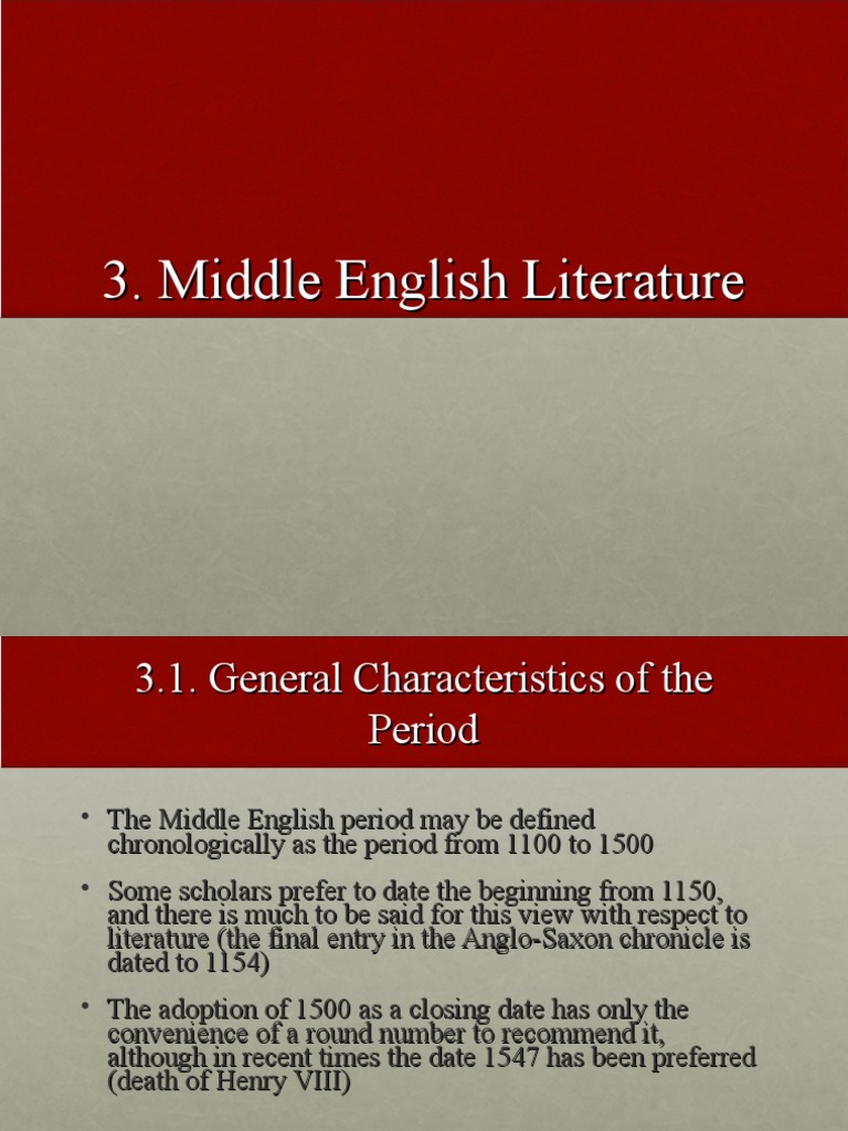 Middle English Literature | PDF | English Language | English Literature