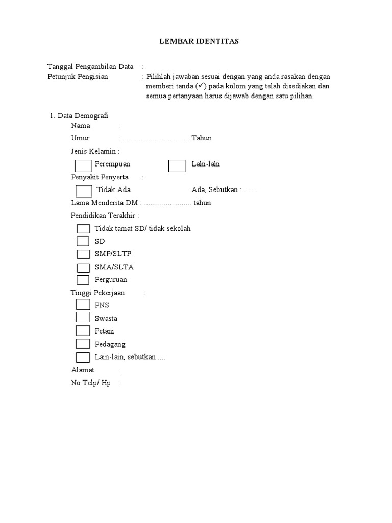 Lembar Identitas Lengkap | PDF