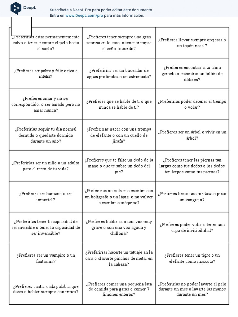 Would-You-Rather ES | PDF