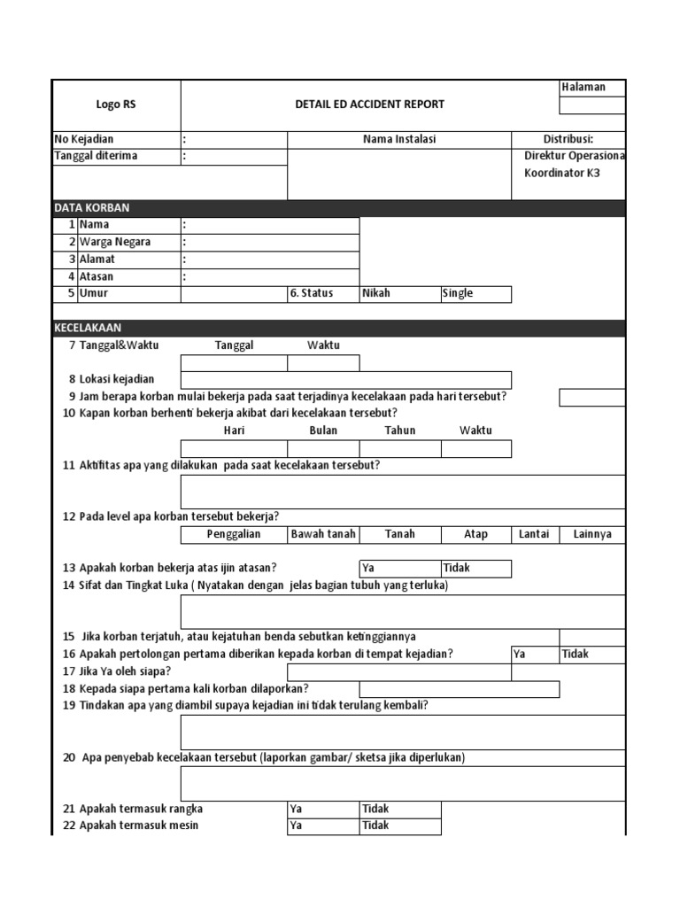 Contoh Form Accident Report | PDF