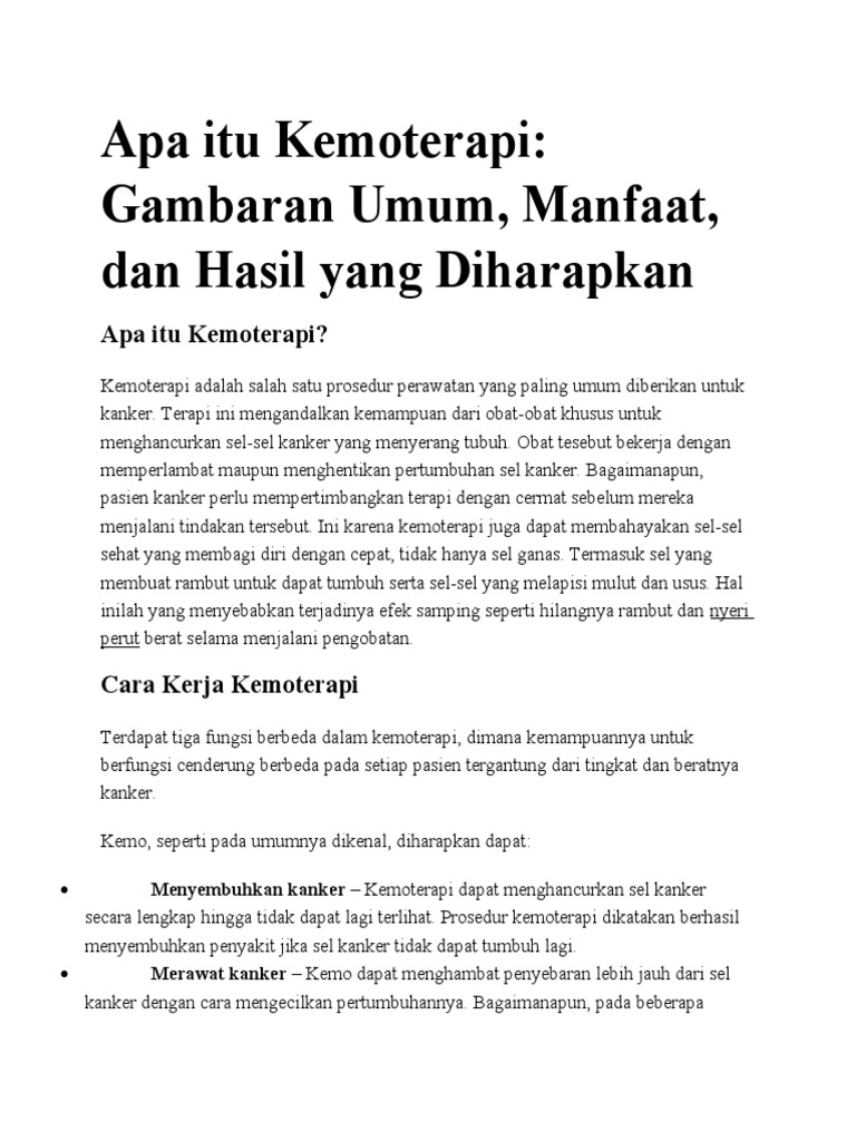 Apa Itu Kemoterapi | PDF