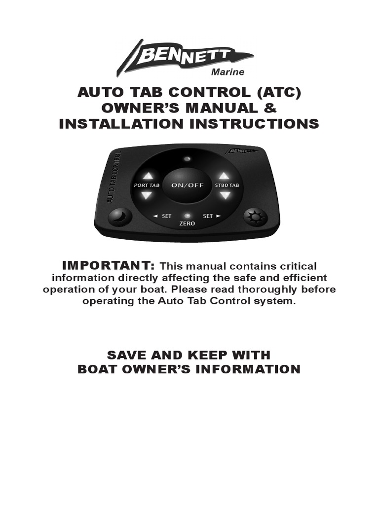 Auto Tab Control (Atc) Owner'S Manual & Installation Instructions | PDF ...