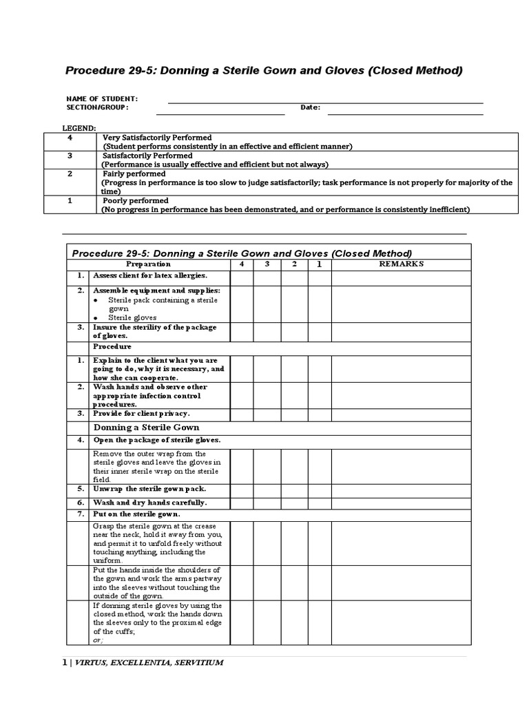 Procedure 29-5: Donning A Sterile Gown and Gloves (Closed Method) | PDF ...