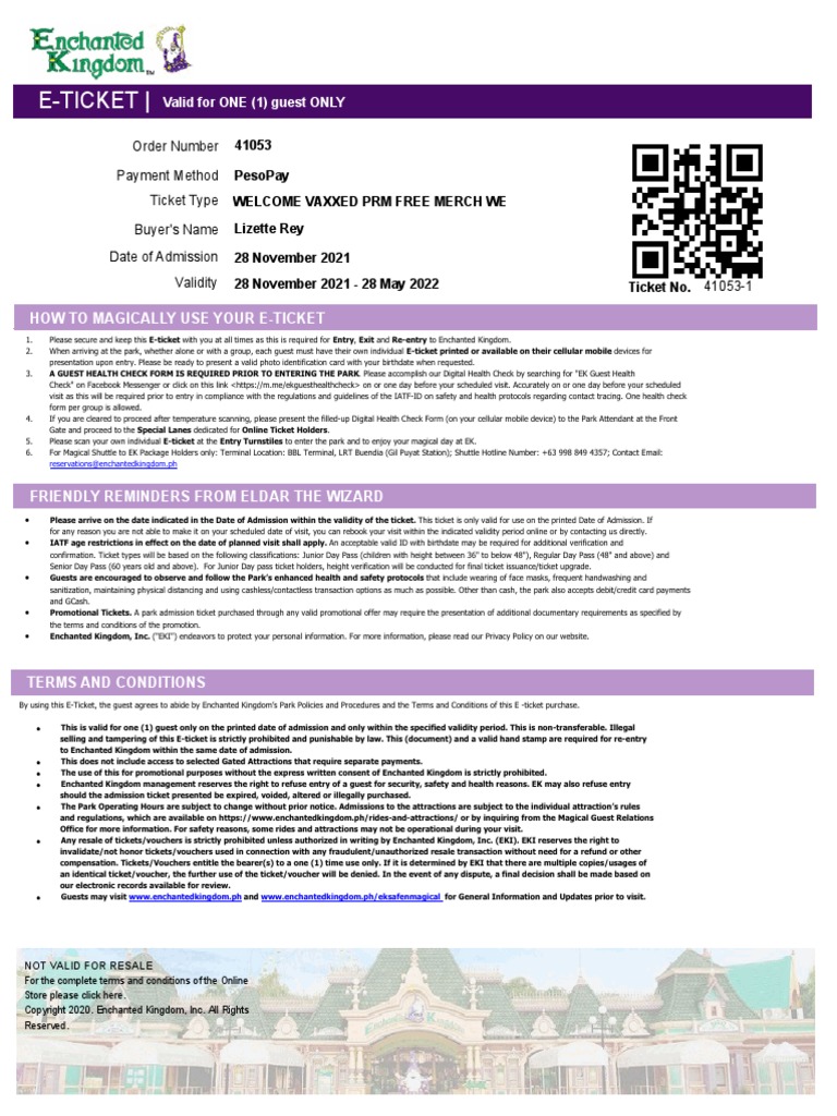 E-Ticket - : Order Number Payment Method Pesopay | PDF | Debit Card ...