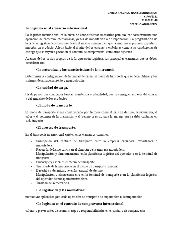 Elementos Basicos Del Comercio | PDF | Logística | El comercio internacional