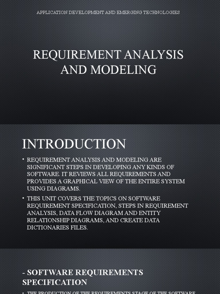 Requirement Analysis and Modeling: Application Development and Emerging ...