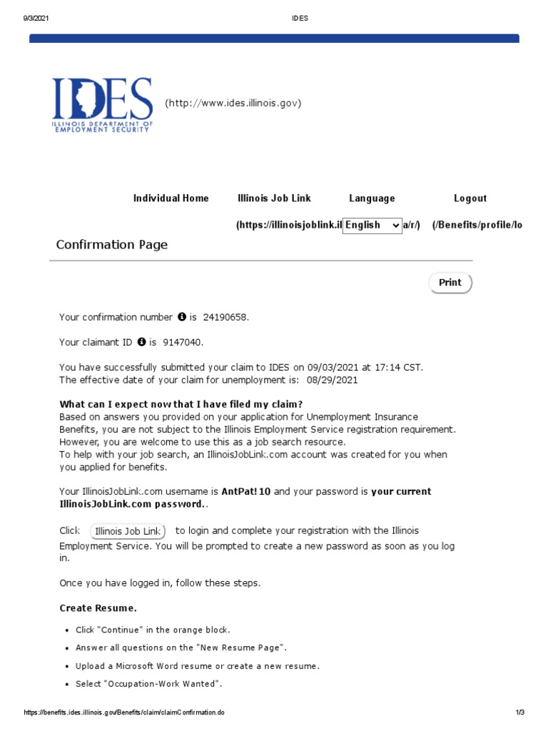 Confirmation Page: (HTTP://WWW - Ides.illinois - Gov) | PDF | Login ...