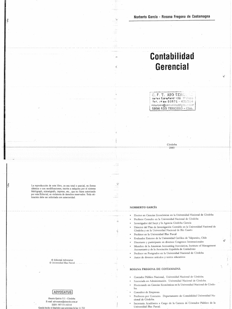 Contabilidad Gerencial - Garcia-Costamagna | PDF