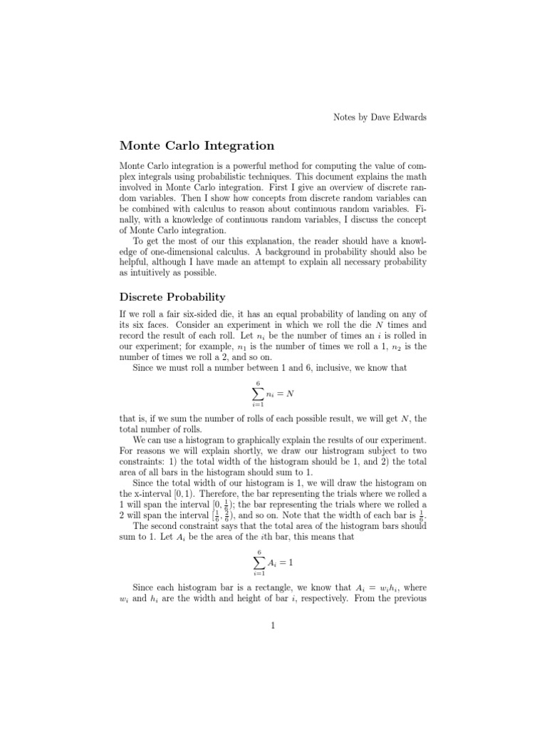 Monte Carlo Integration: Discrete Probability | PDF | Probability ...