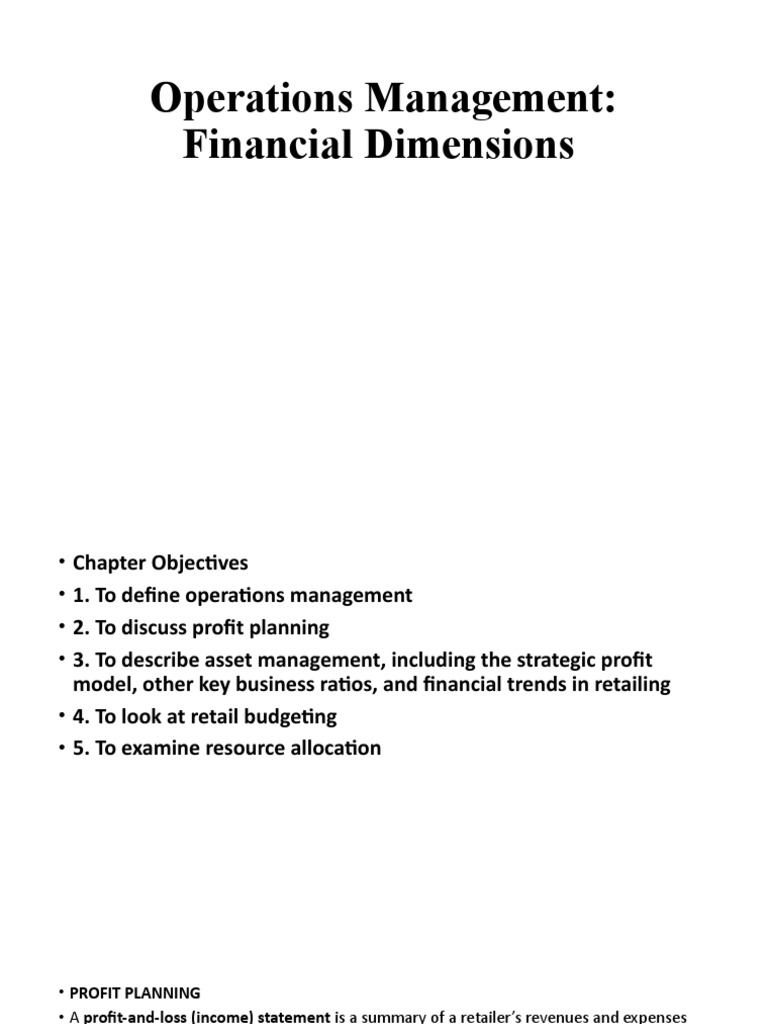 Operations Management: Financial Dimensions | PDF | Balance Sheet ...