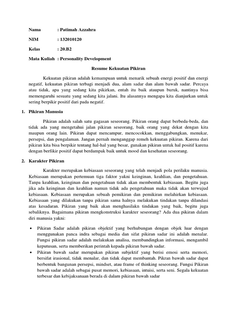 Resume Kekuatan Pikiran | PDF