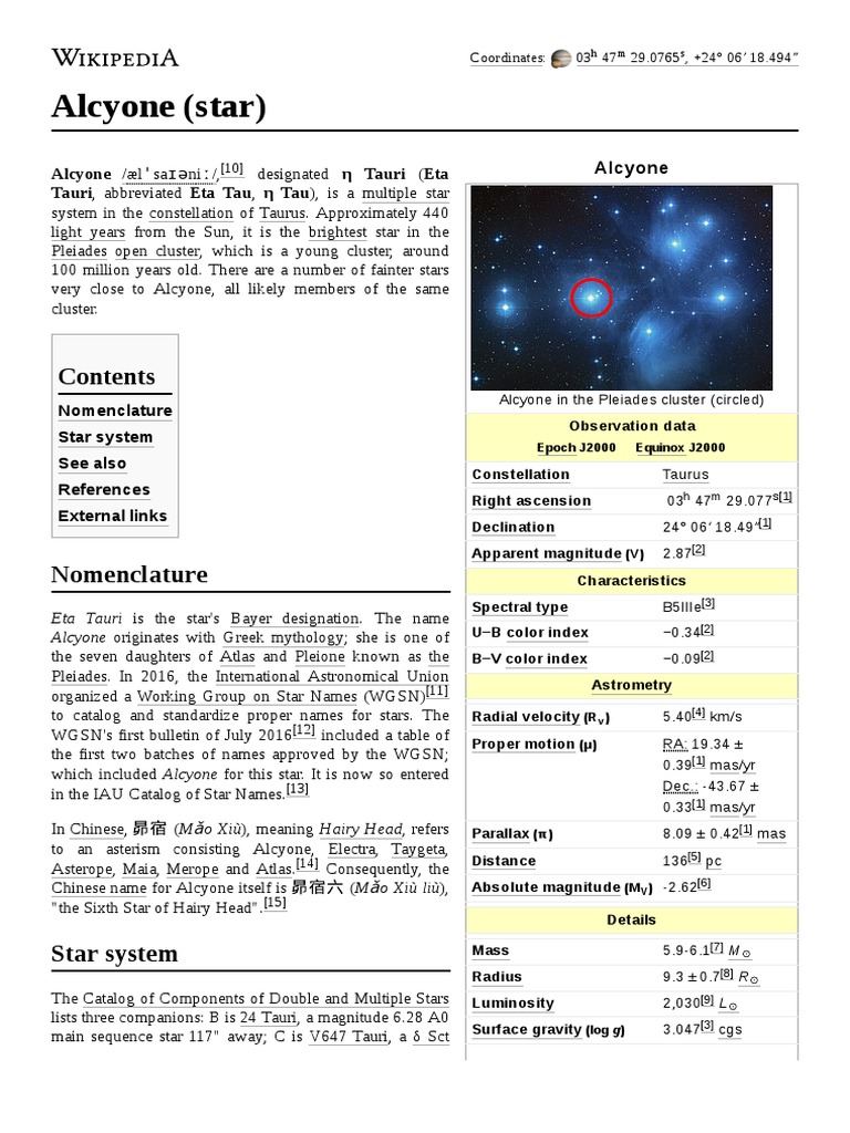 Alcyone (star) : Alcyone /æl Tauri, abbreviated Eta Tau, η Tau), is a ...