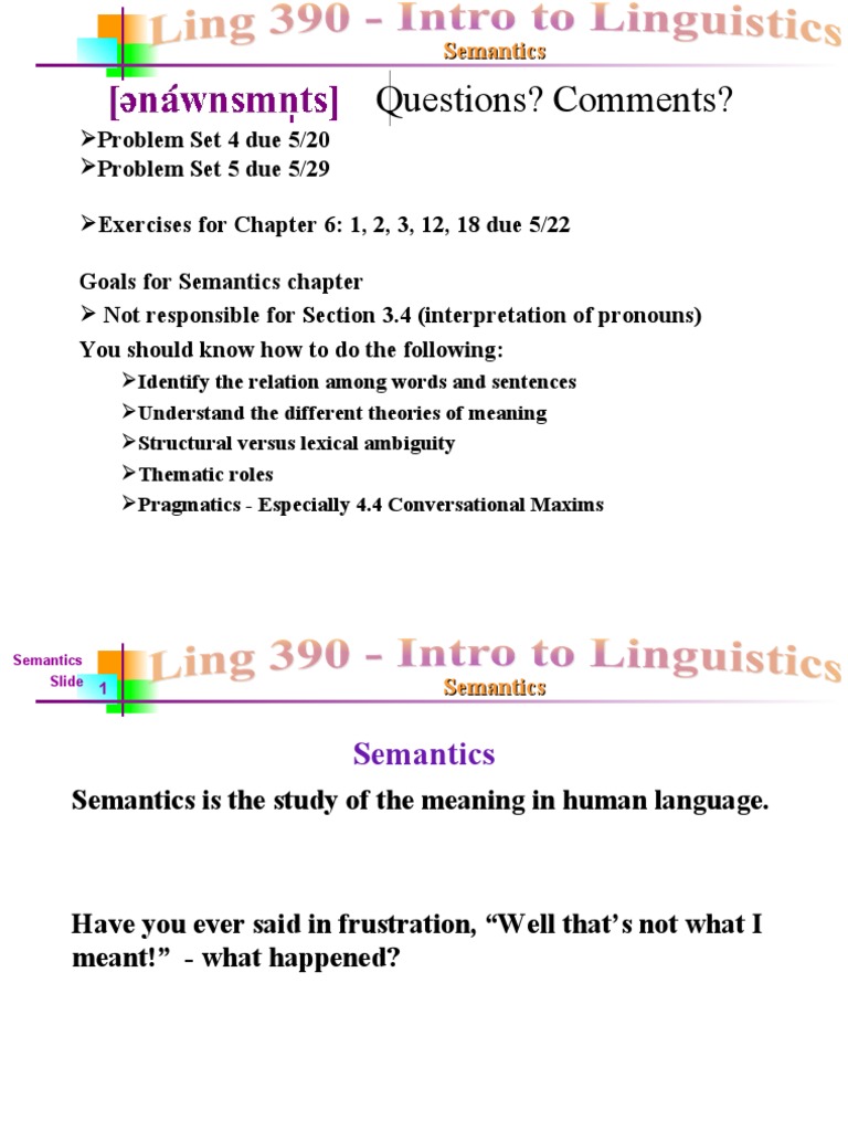 Ling 390 Semantics | PDF | Cognition | Semantics