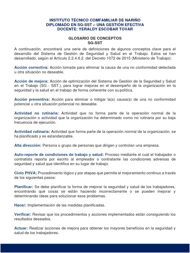 Glosario de Conceptos SG-SST | PDF | Valores